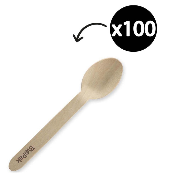 Biopak Wooden Spoon 16cm Pack 100 BioPak — Hillcock Industrial