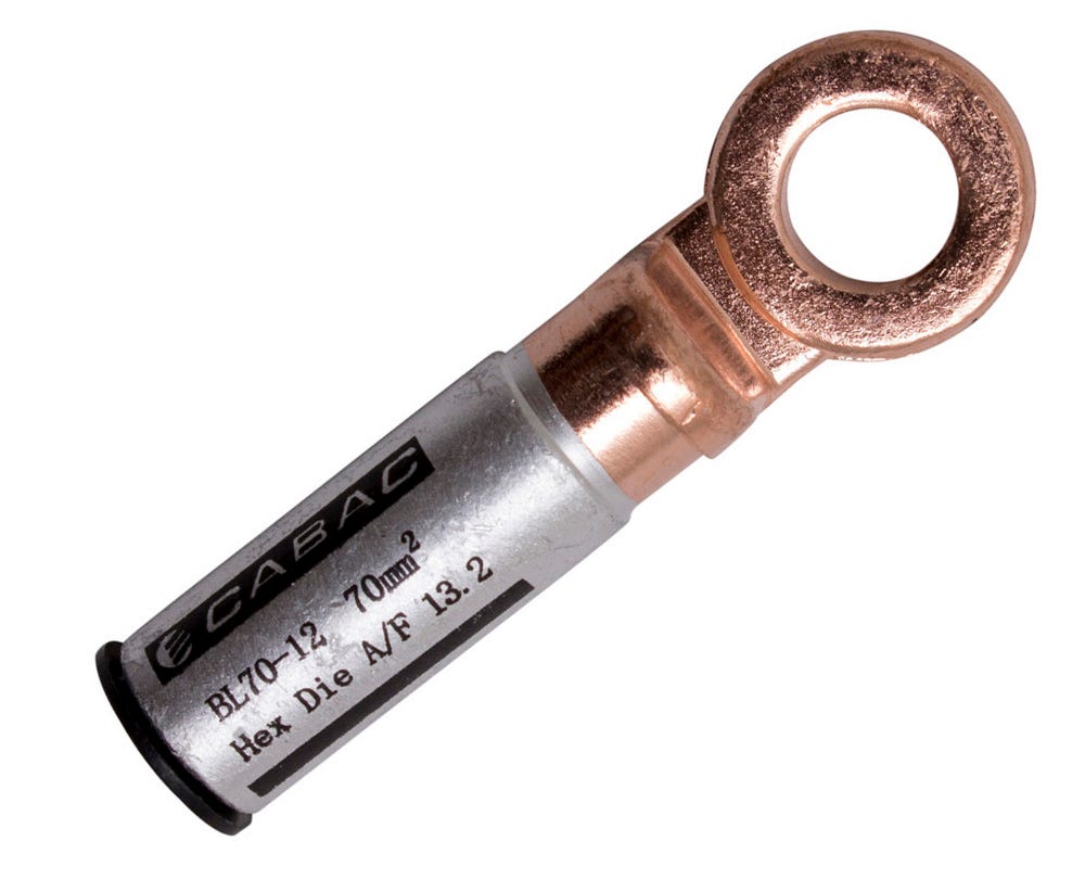 Bi-Metal Lug 70mm2-Stud12mm CABAC — Hillcock Industrial