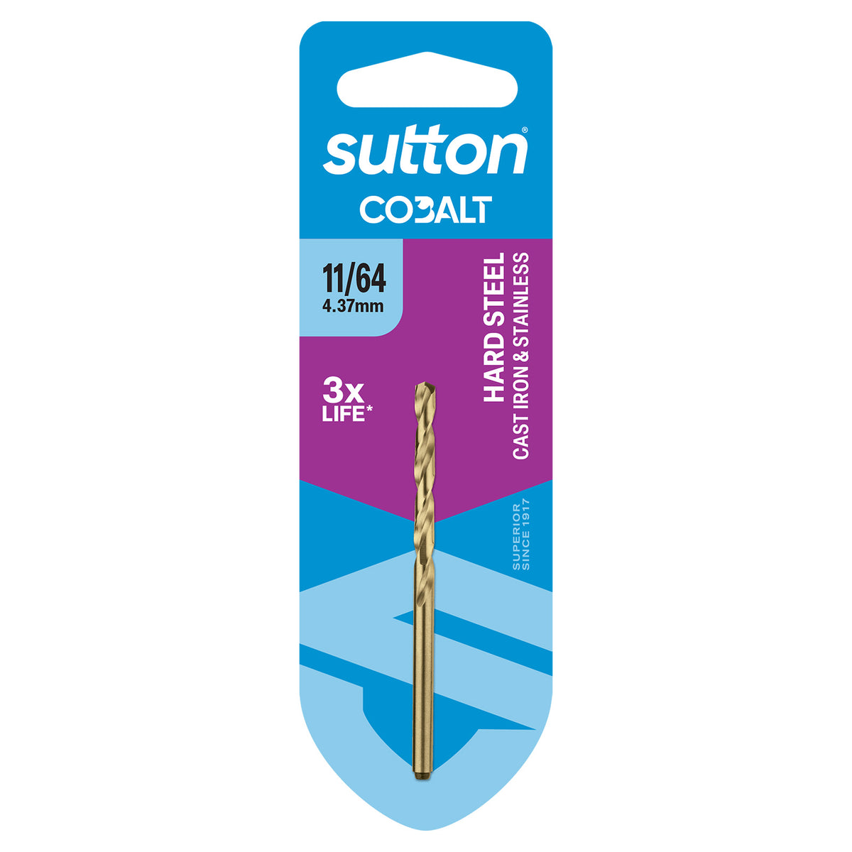 DRILL D108 11/64" JOBBER HD ANSI HSS-Co. S/Pt Carded SUTTON — Hillcock ...