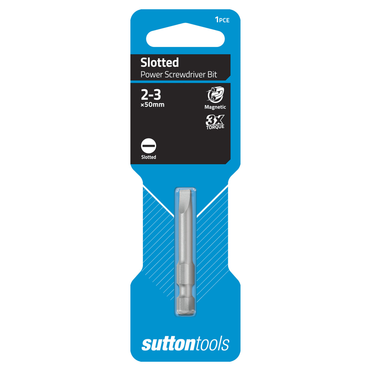 SCREWDRIVER BIT S100 SLOTTED SL2-3 50MM POWER 1PK SUTTON — Hillcock ...