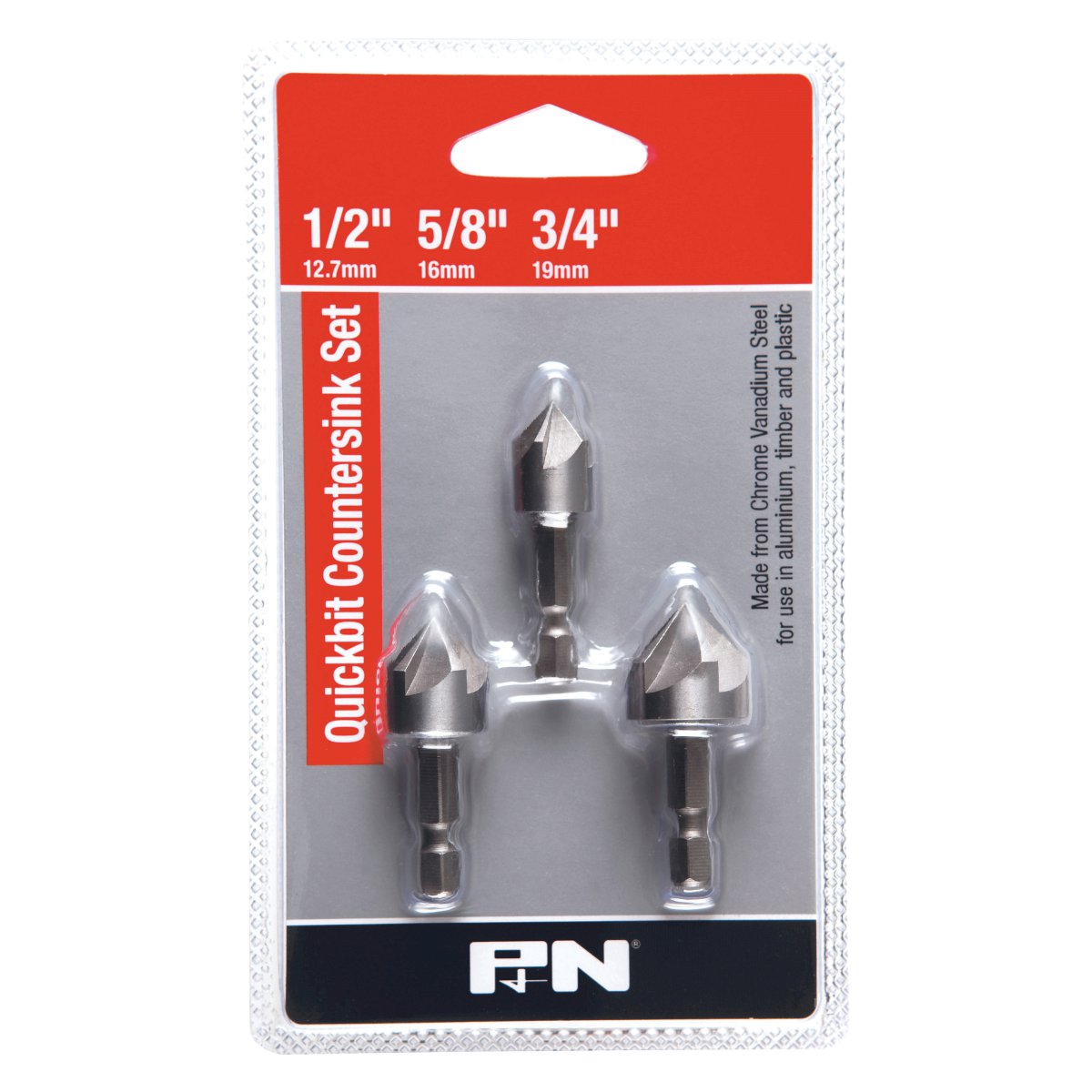 COUNTERSINK SET CR-V QUICKBIT ROSE HEAD 3PC P&N P&N — Hillcock Industrial