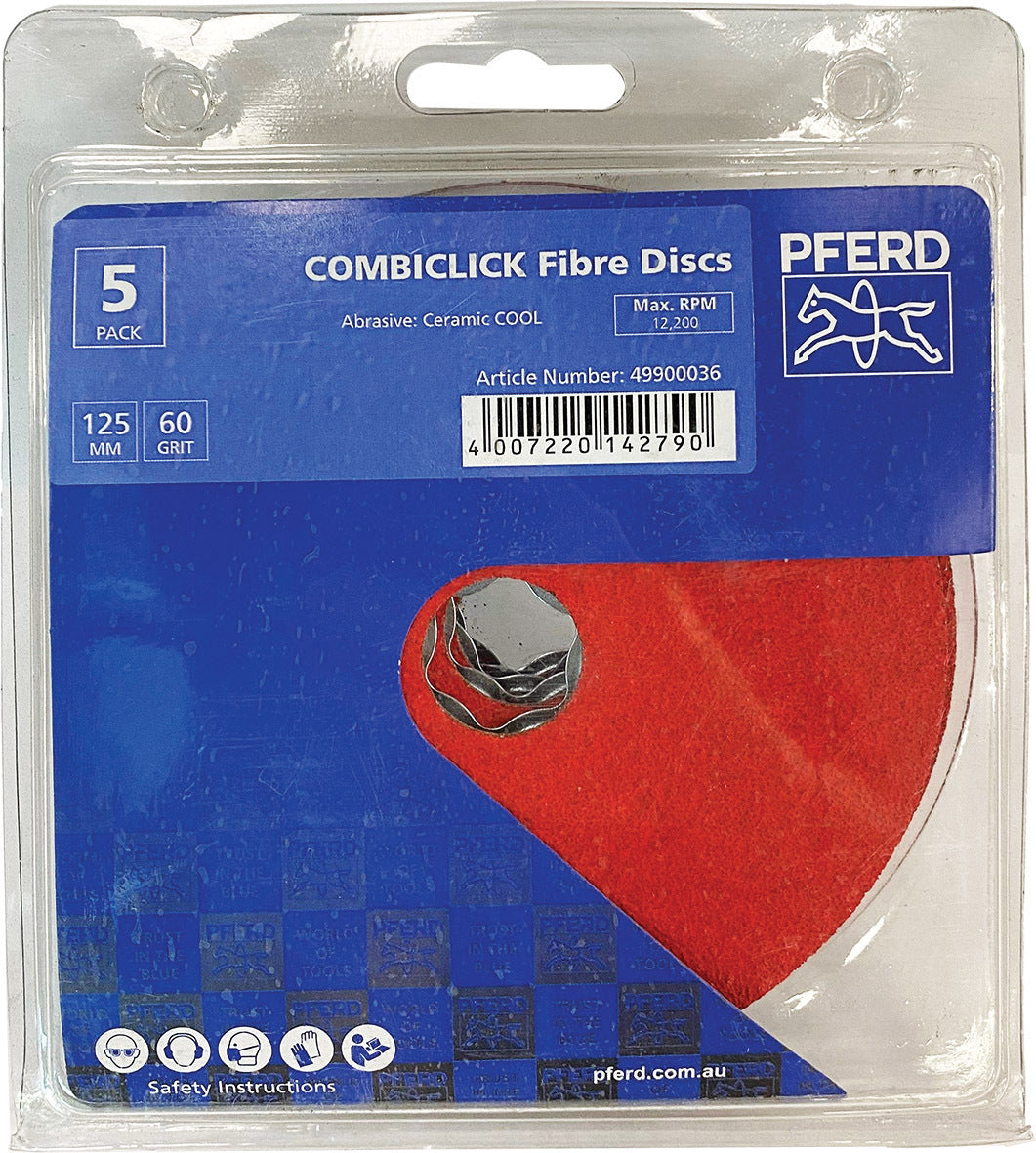 POS COMBICLICK Resin Fibre Disc Ceramic CC-FS 125 CO-COOL 60 (5PK) PFERD — Hillcock Industrial