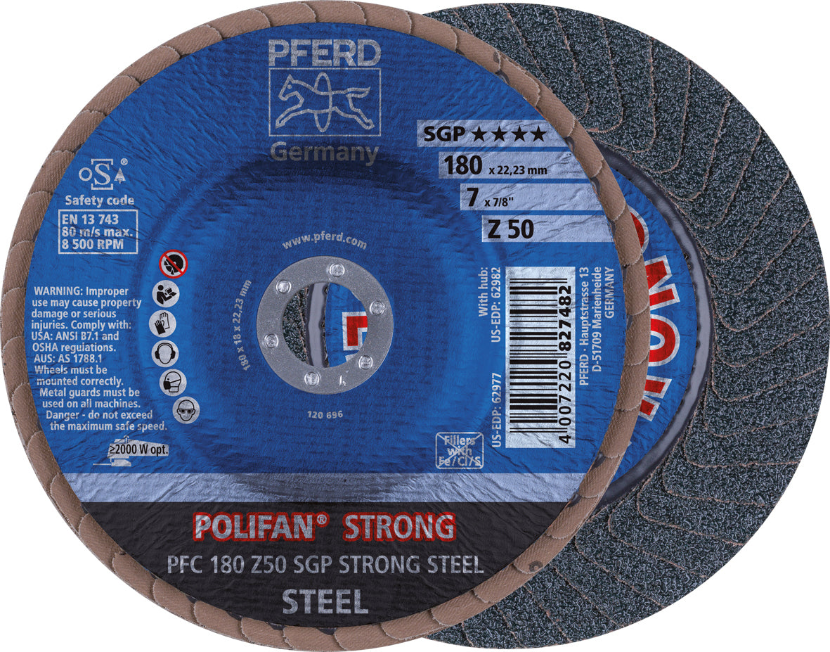 POLIFAN Flap Disc Zirconia - STEEL PFC 180 Z 50 SGP-STRONG PFERD ...
