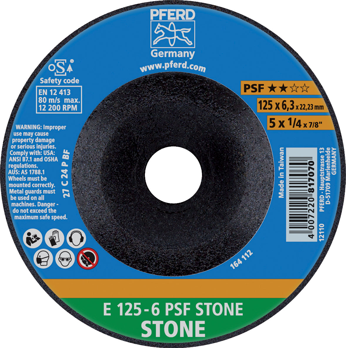GP - D/C Soft Grinding Wheel - STONE - E 125-6 C 24 P PS-Forte PFERD ...