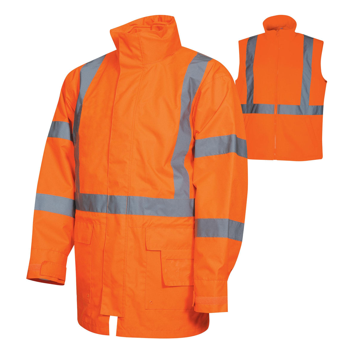 4 in 1 Jacket with Removable Fleece Inner Vest and Reflective Tape TR ...